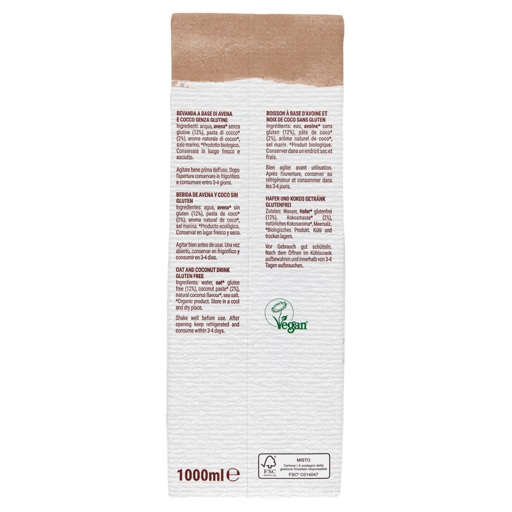 Vital Nature Bio Bevanda Vegetale Avena E Cocco 1000 Ml | Bennet Online